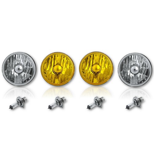 5-3/4" Halogen Crystal Clear Headlight Amber Yellow Glass Fog H4 Light ...