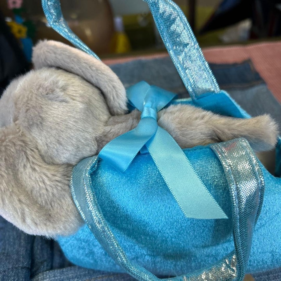 Elephant Design Plush Handbag, Blue Stuffed Animal Purse with Elephant ...