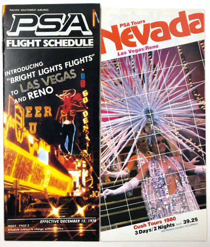 Vintage 1970s 80s PSA Airlines Las Vegas and Reno Paper Advertising ...