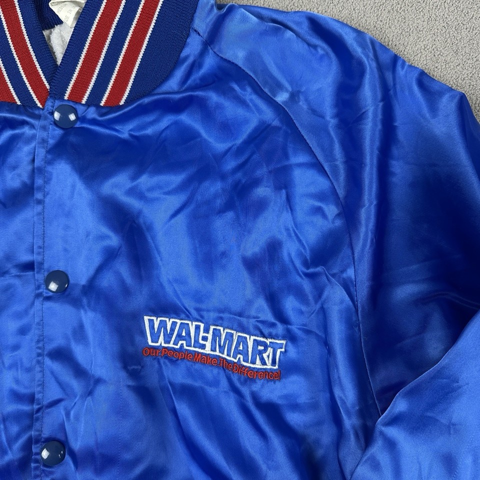 Vintage Satin Jacket Wal-Mart Employee Crew Variety Bomber Windbreaker ...