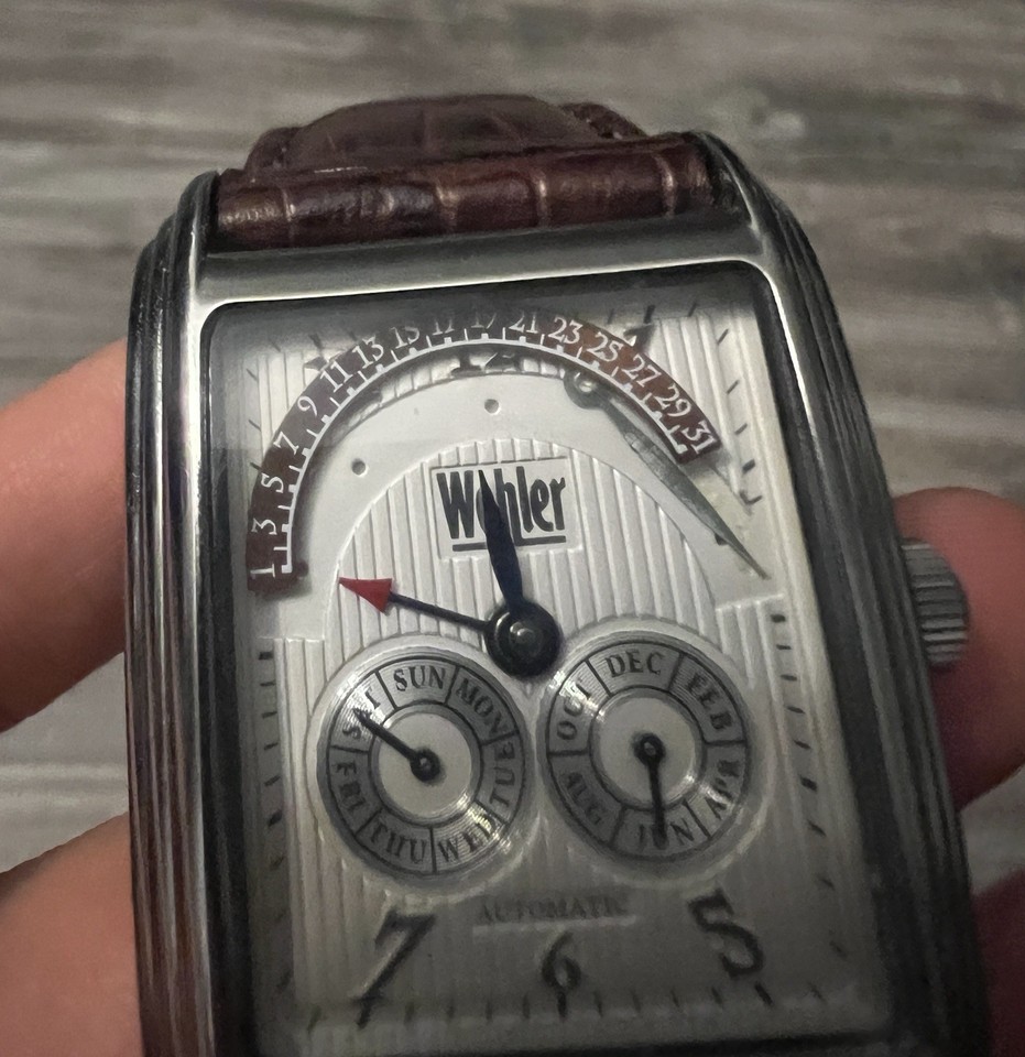 Men's Wohler Annual Calendar Automatic Square Watch Rare (W-3013-1358 ...