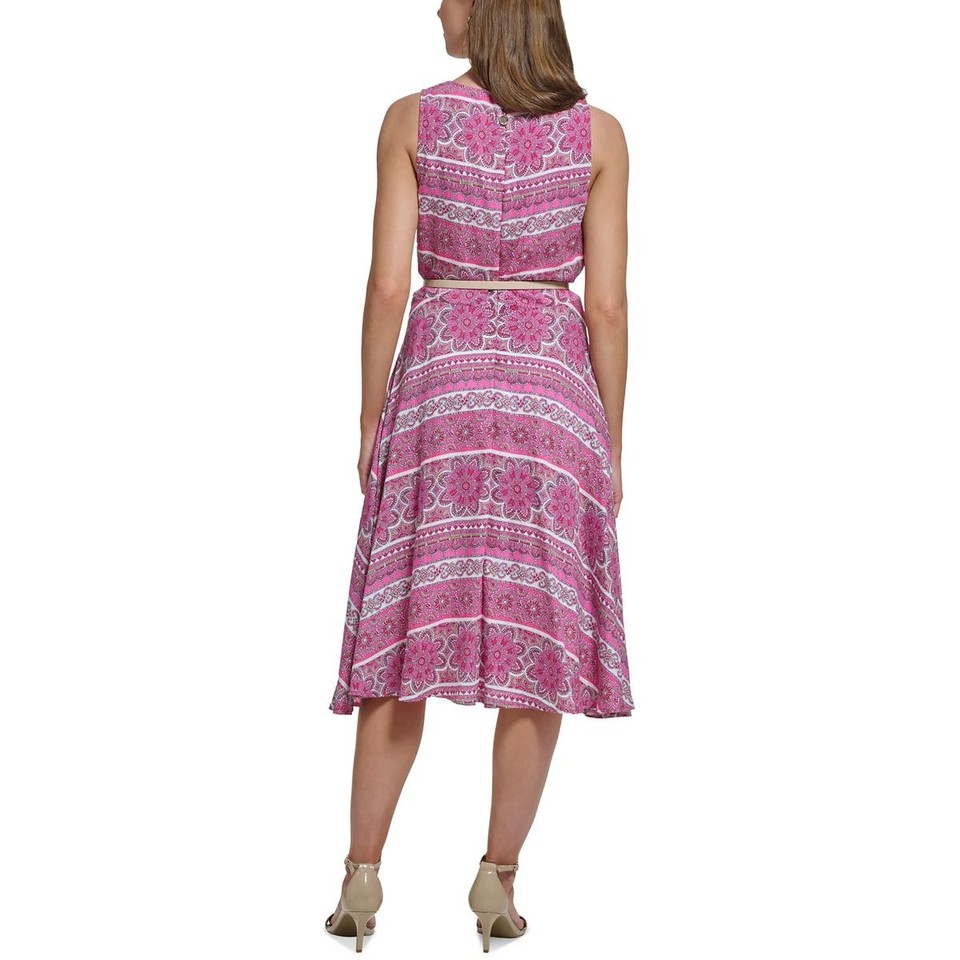 Tommy Hilfiger Womens Pink Surplice Fit & Flare Dress 4 BHFO 2342 | eBay