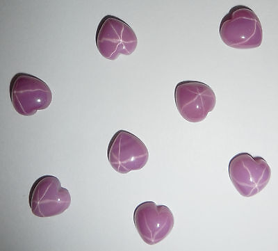 Opaque Star Ruby Heart 9x9 mm Cabochon 6 Rayed Lab-created 10 pieces ...