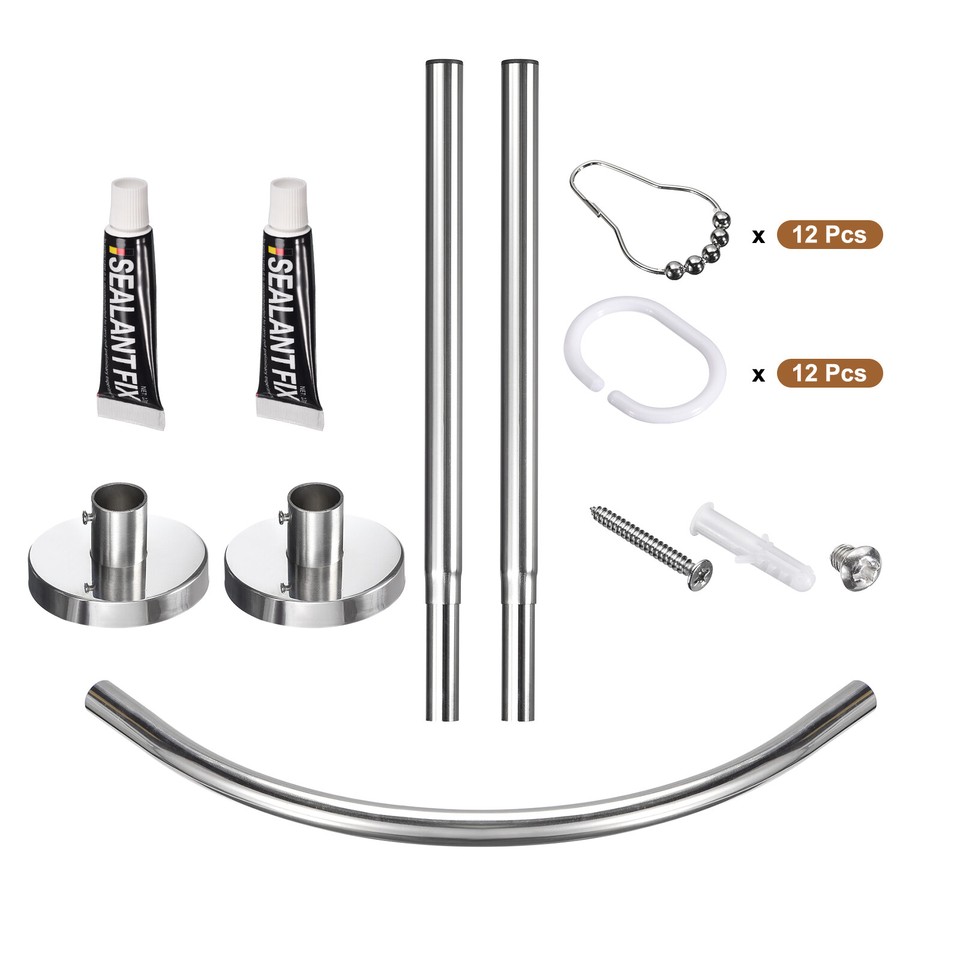 Stainless Steel L Shaped Corner Shower Curtain Rod 90-130cm/35"-51" | eBay