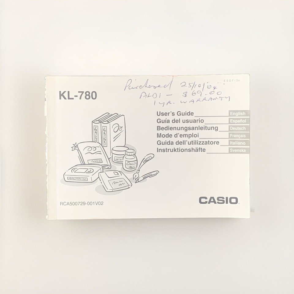 Casio KL-780 EZ-Label Maker Printer 4 Sizes Barcode Printing *Tested ...