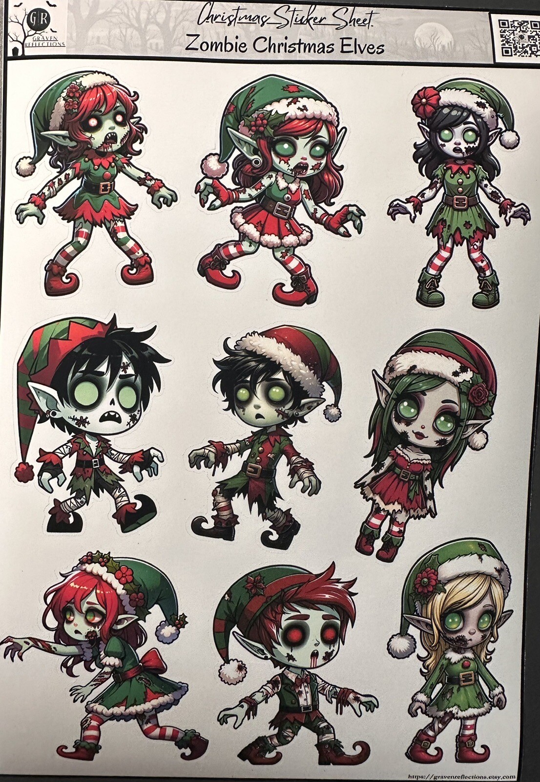 Zombie Christmas Elves sticker sheet. Vinyl Matte Stickers | eBay