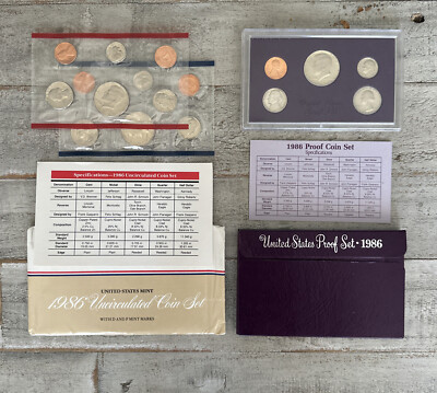 1986 U.S. Mint P&D Uncirculated Coin Set + 1986 U.S. Proof Set | eBay