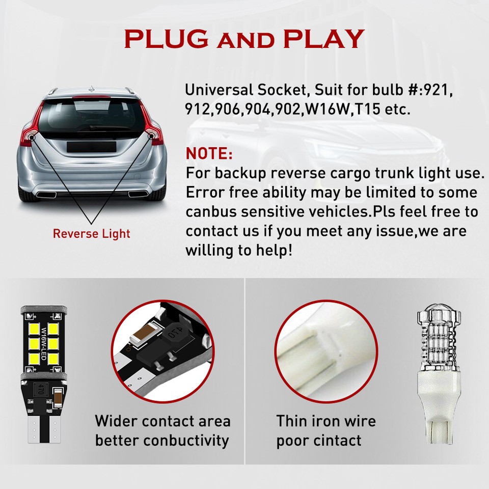 4 Pack White 921 T15 LED Backup Reverse Lights Bulbs for Dodge Durango ...