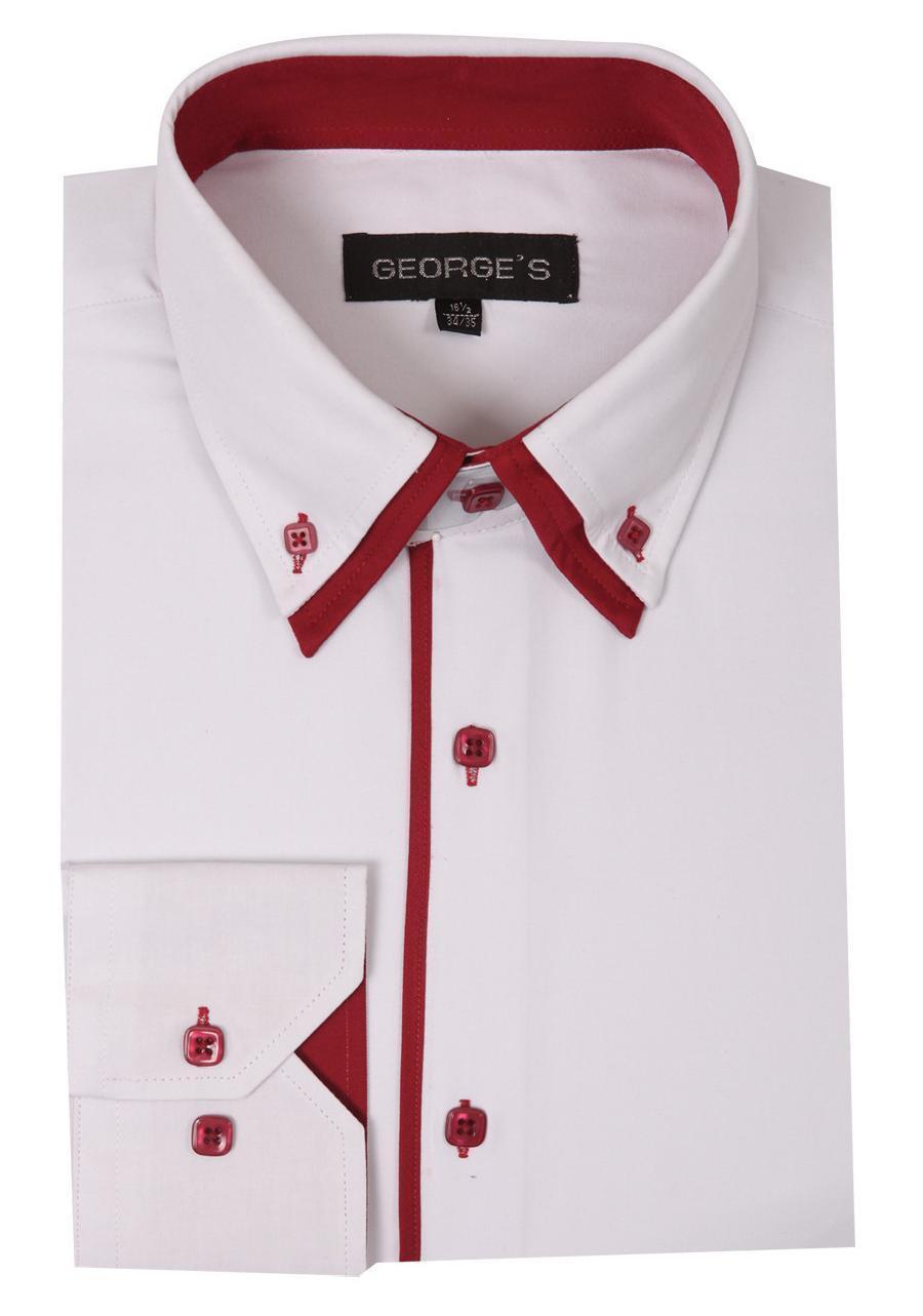 Men's Cotton Blend Solid Business Dress Shirt #618 Button-Down Double ...