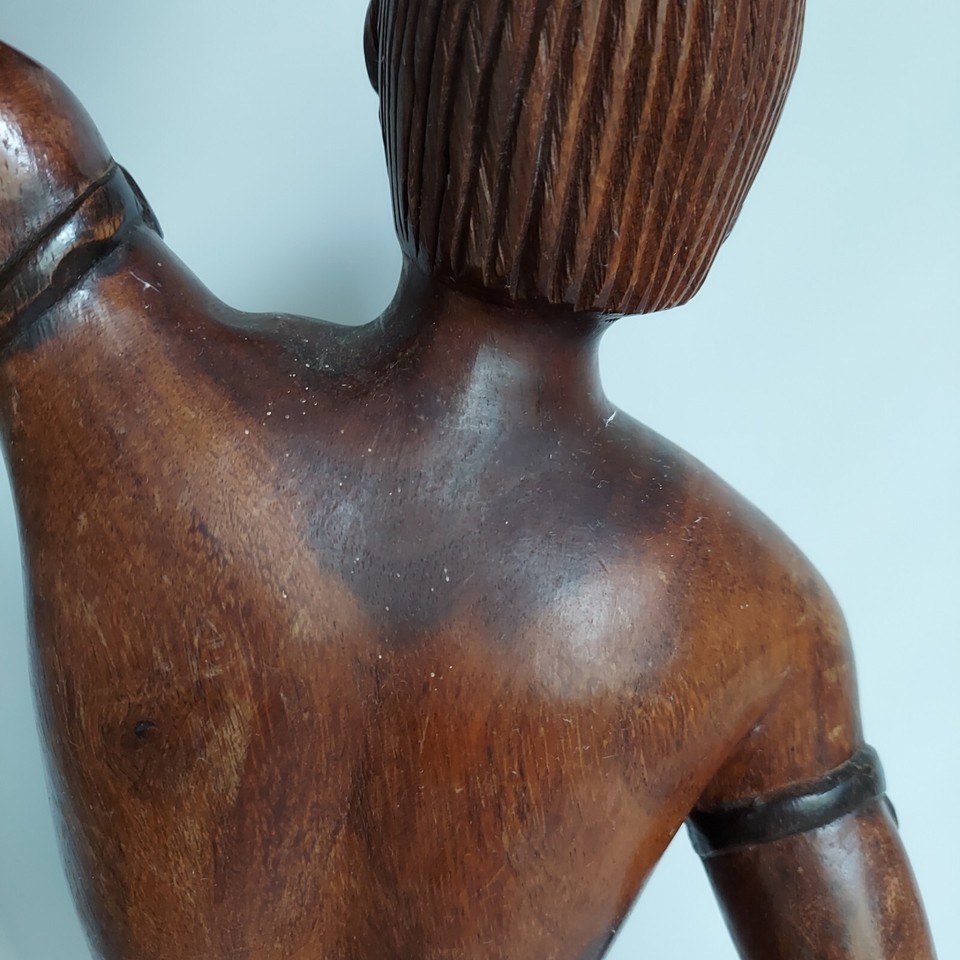 Lrg Carved Headhunter Sculpture Wood Tribal Warrior Statue 26" Tall ...