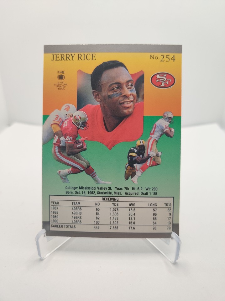 1991 Fleer Ultra Jerry Rice #254 HOF San Francisco 49ers football card ...
