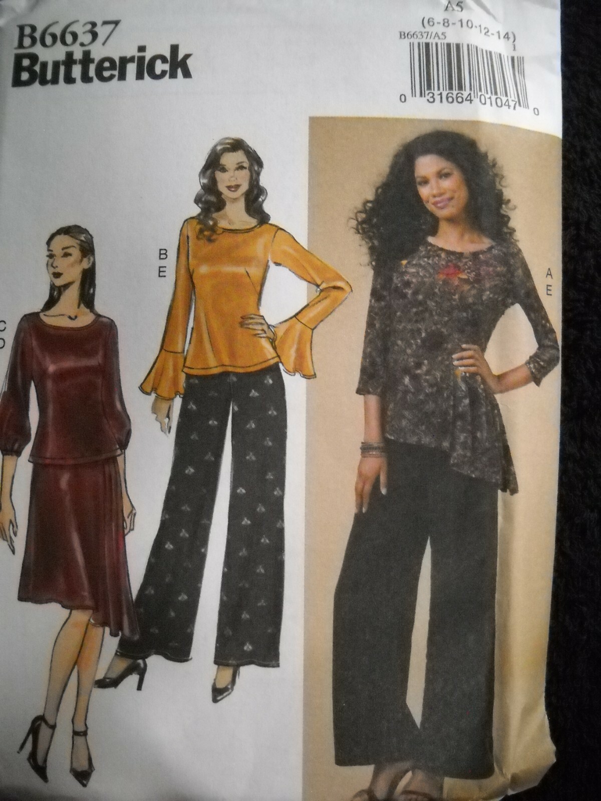 Dress Top Skirt Pants Misses size 6-14 Butterick 6637 Sewing Pattern | eBay