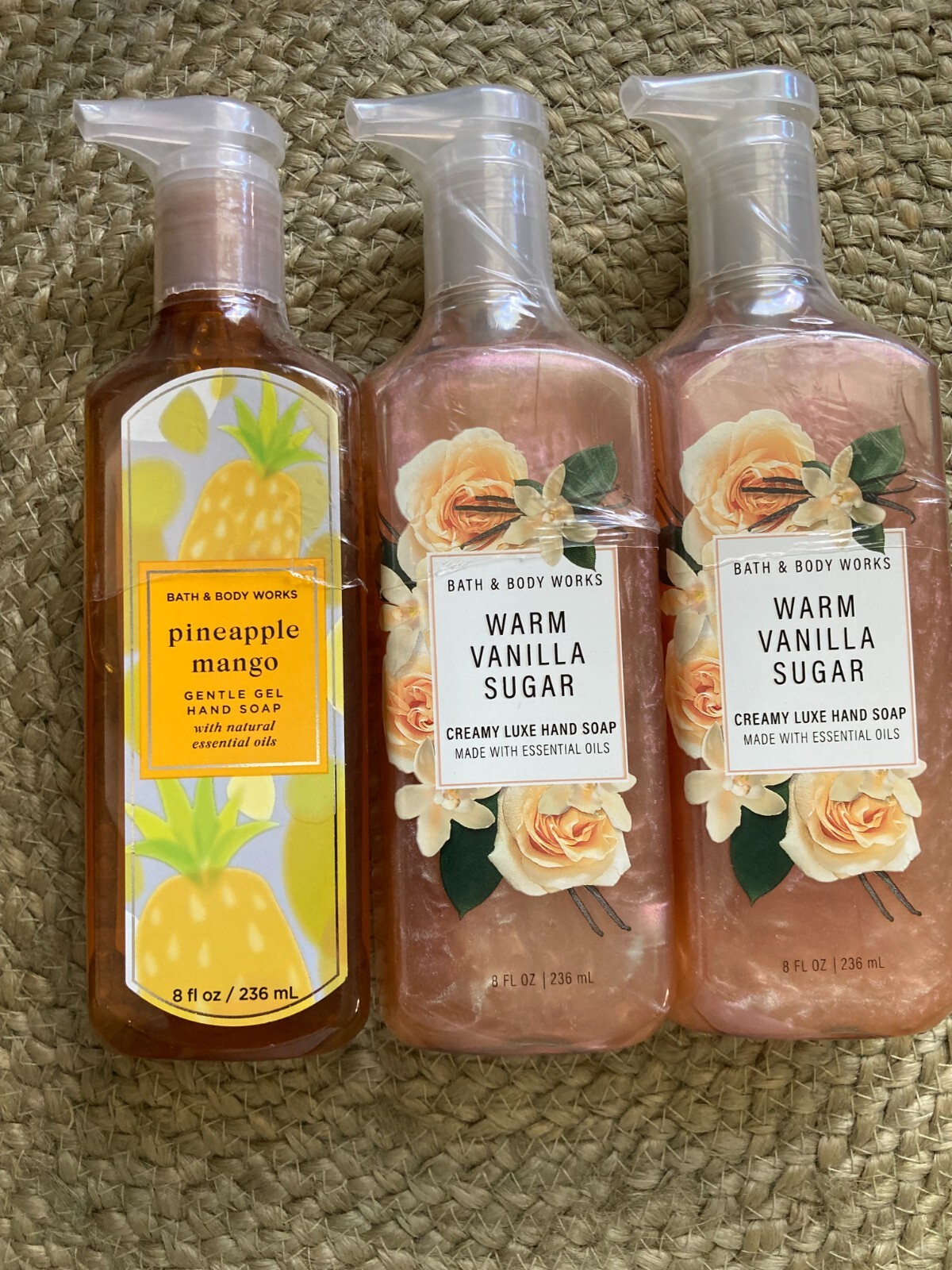 3 New Bath & Body Works Regular Hand Soap Warm Vanilla Sugar Pineapple ...