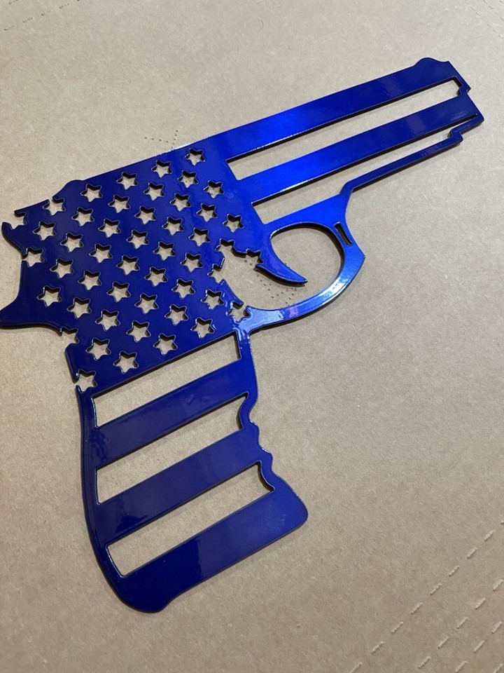 American Flag Handgun America Gun Pistol Metal Sign Vintage Home Wall ...