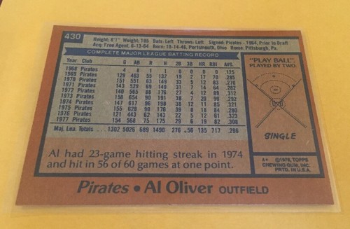 1978 Topps - Al Oliver #430 for sale online | eBay