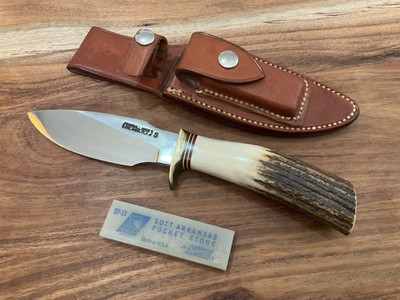 Randall Model 11-4 Knife W/ Stag Handle & Leather Sheath / Arkansas ...