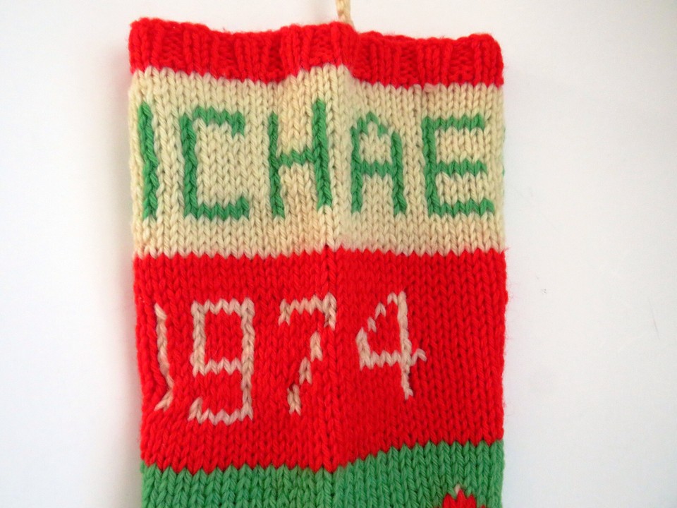 Vintage Personalized MICHAEL Hand Knit Santa Tree Toys Stocking 1974 | eBay