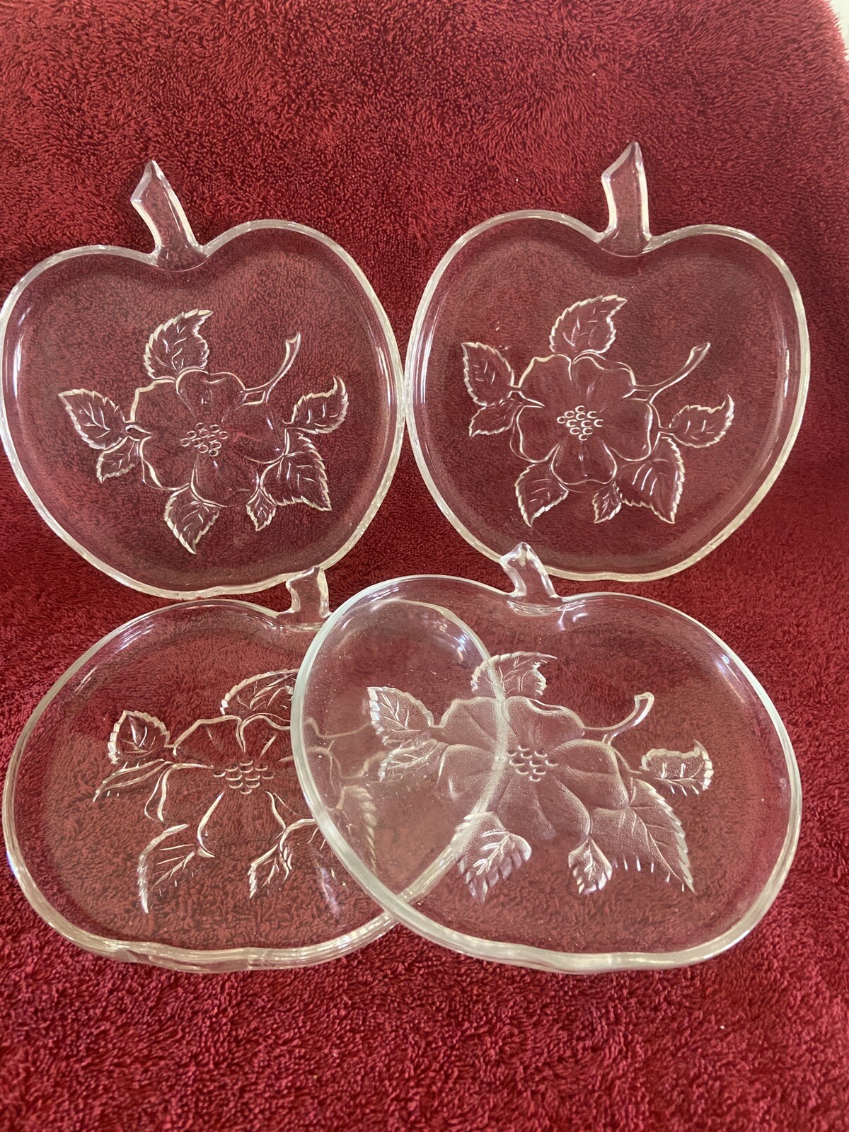 Clear Glass Apple Shaped Plates (Lot Of 4) | eBay
