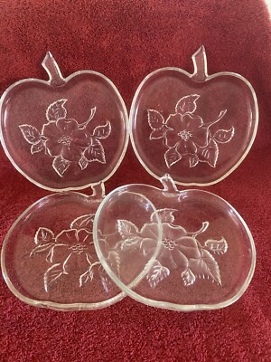 Clear Glass Apple Shaped Plates (Lot Of 4) | eBay