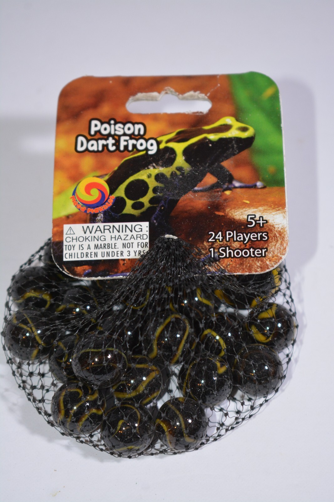 Mega Marbles POISON DART FROG Net Bag of 25 Glass Marbles, 24 Players 1 ...