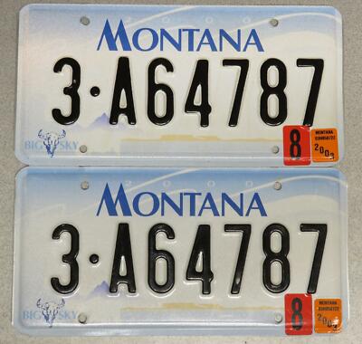 Montana License Plate Pair 3-A64787, Embossed 2000 Base, Yellowstone ...