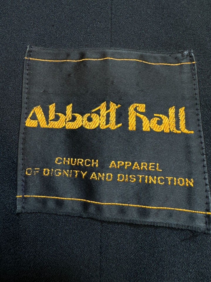 Vintage Abbott Hall Church Apparel Robe Embroidery Velvet Trim Black | eBay