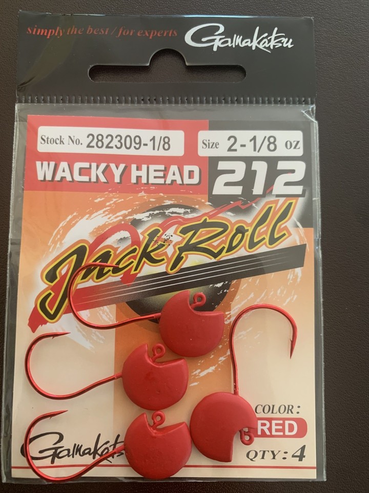 3 Pks Gamakatsu Wacky Hooks Jig Heads Flick Shake Finesse Sz2 1/32, 1/ ...