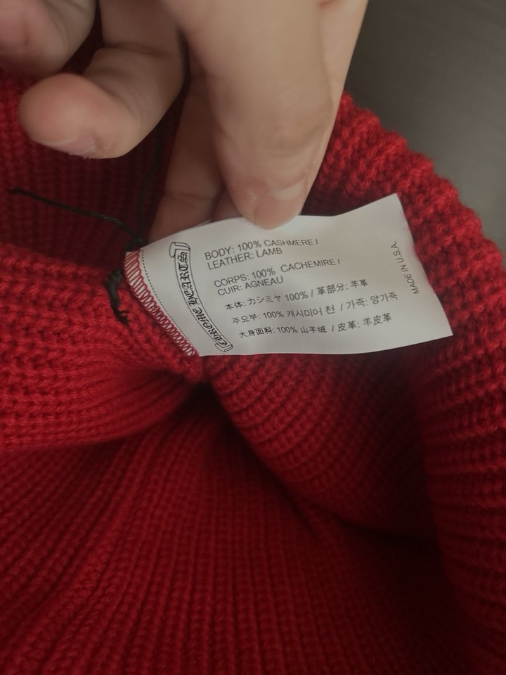 Chrome Hearts Triple Star Leather Patch Sludge Beanie ' Red Black ...