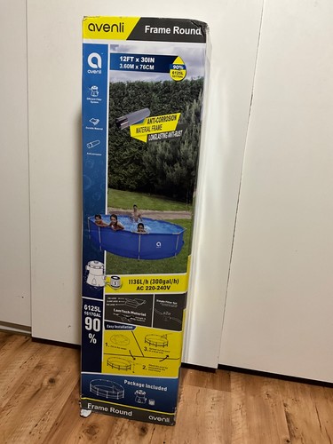 SWIMMING POOL BEST Avenli 12ft X30" ROUND STEEL FRAME and FILTER PUMP ...