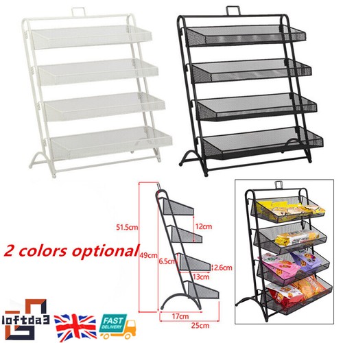 4 Tier Shop Display Rack Metal Basket Stand Rack Retail Store Storage ...