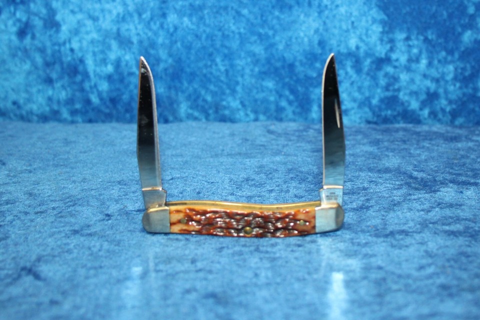Case XX Mini Muskrat SS Amber Bone Peach Seed 2 Blade Pocket Knife Made ...