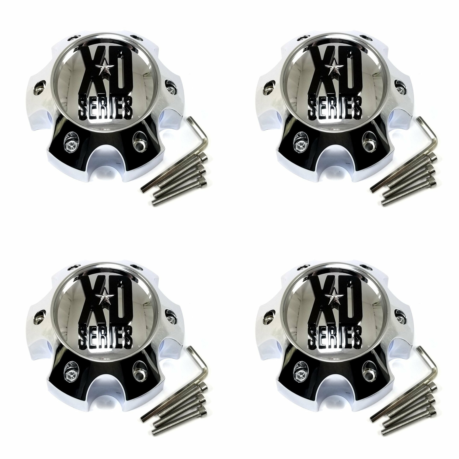 4 XD Series Chrome Center Caps for 6L XD813 Batallion XD798 Addict ...