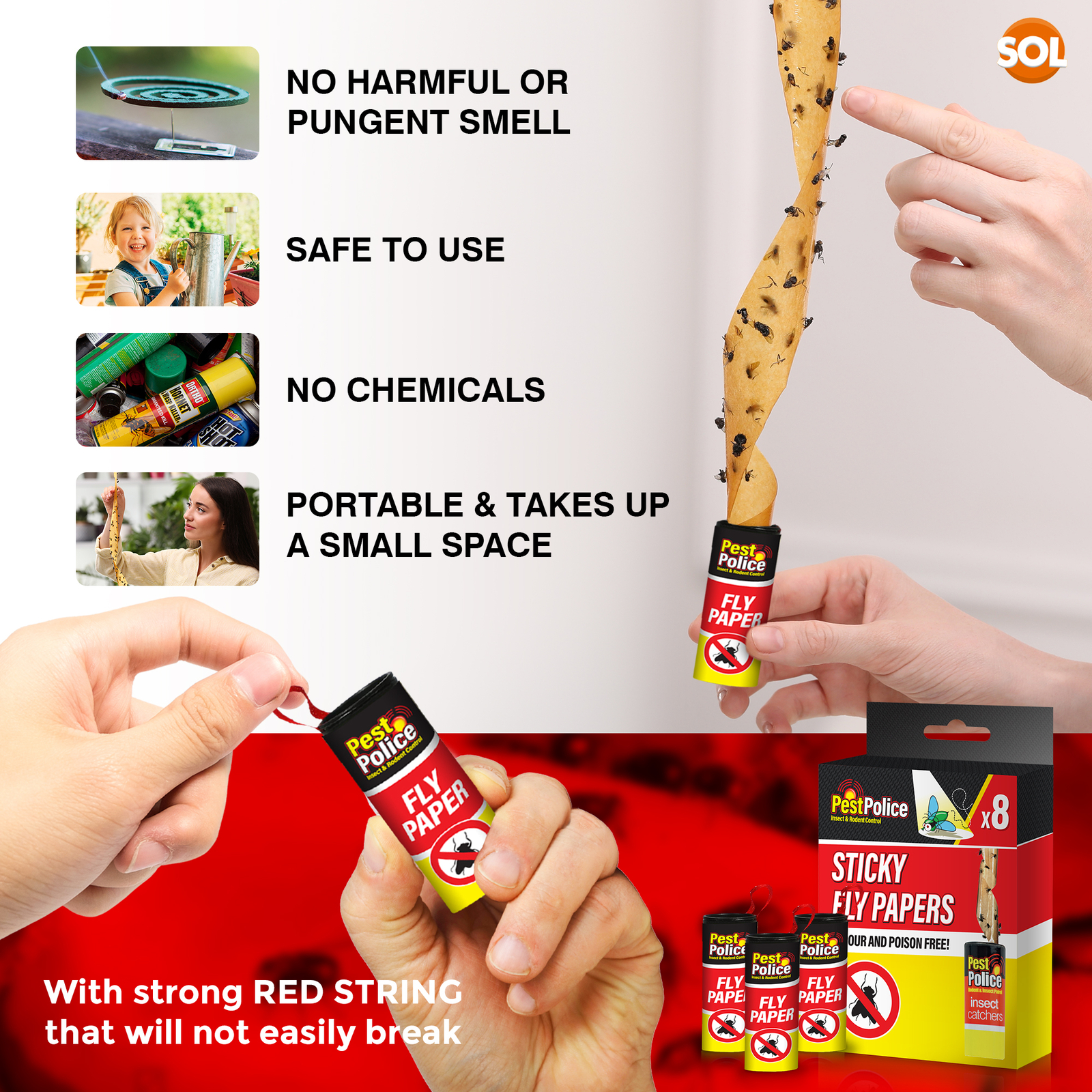 Fly Catcher Insect Trap Killer Bug Flies Wasp Sticky Paper Strong Glue ...