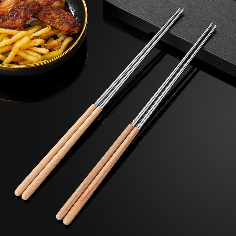 1Pair Stainless Steel Long Chopsticks Cook Noodles Deep Fried Hot Pot ...