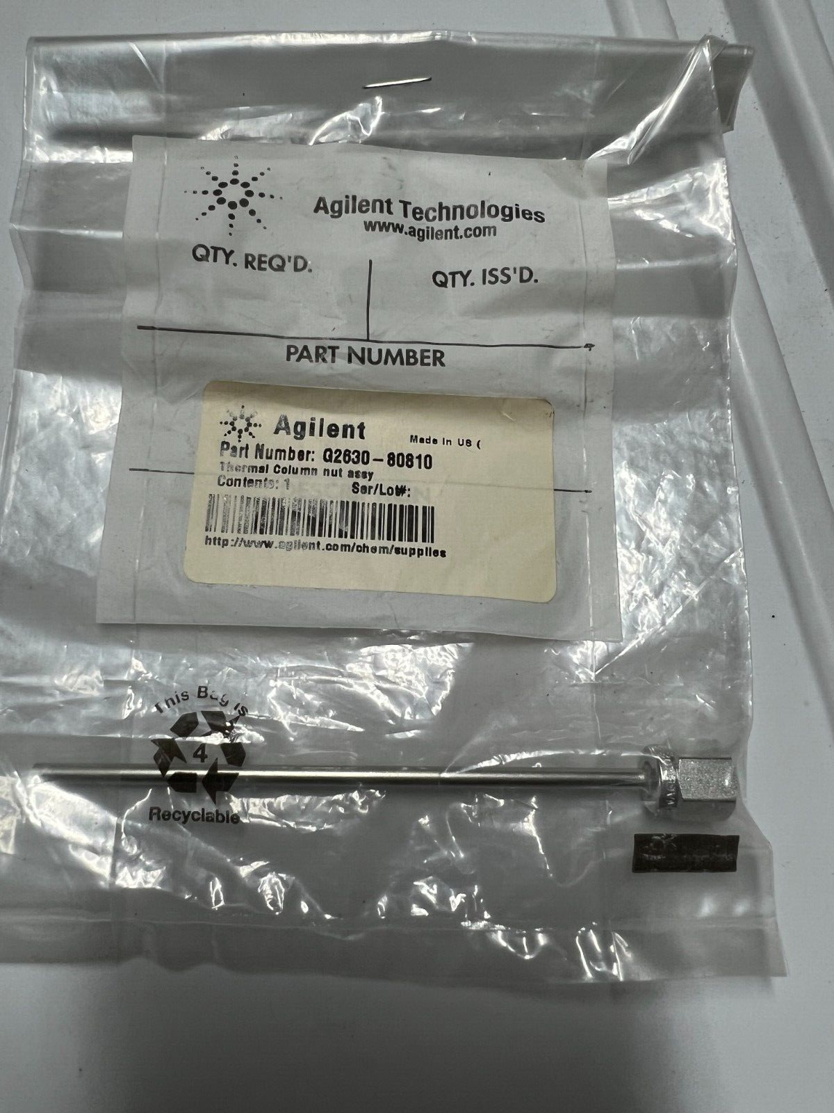 Agilent HP Sleeved TCD column nut, 1/8 in Swagelok, G2630-80810 | eBay