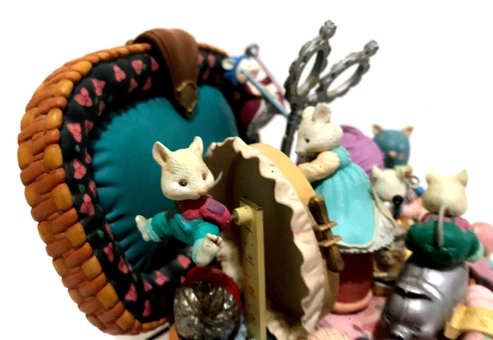 Enesco Musical Sewing Basket with Mice Whistle While You Work with CORD ...