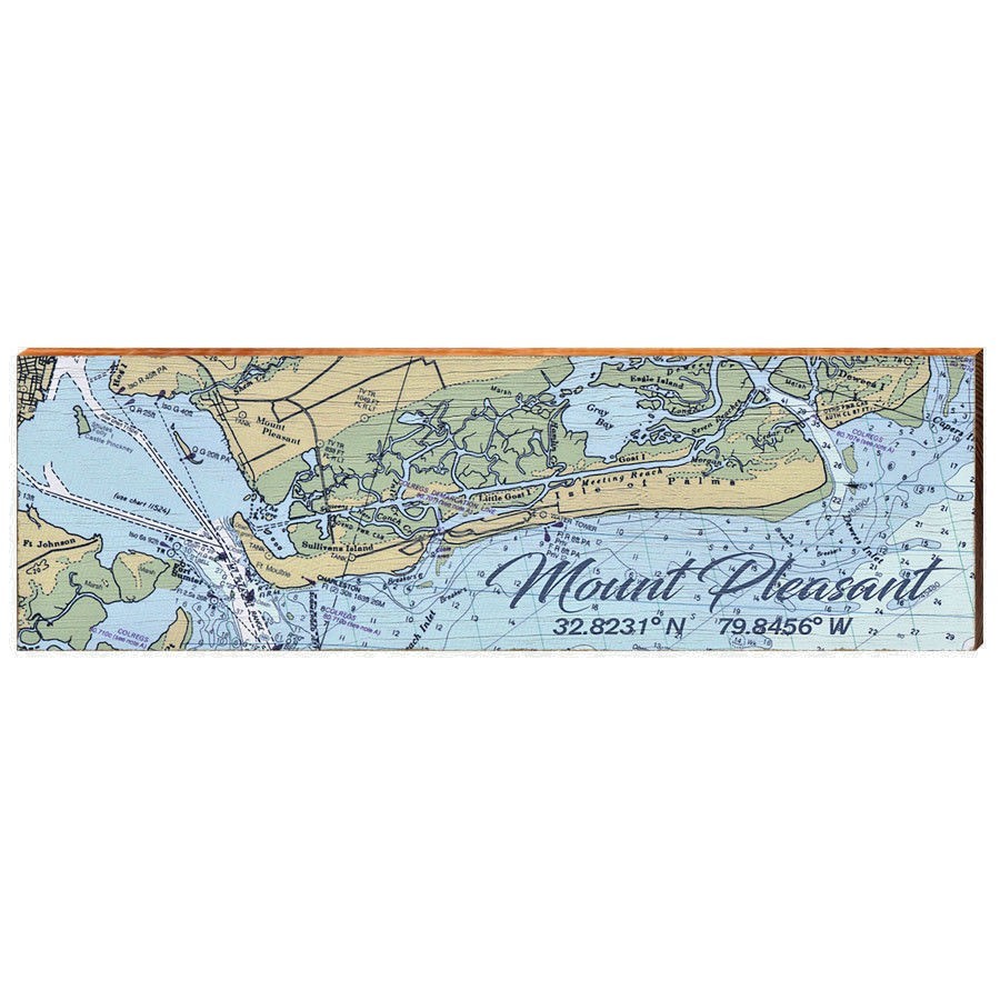 Mount Pleasant SC Map Sign Printed On Real Wood COR12-TOW6M-B-2 | eBay