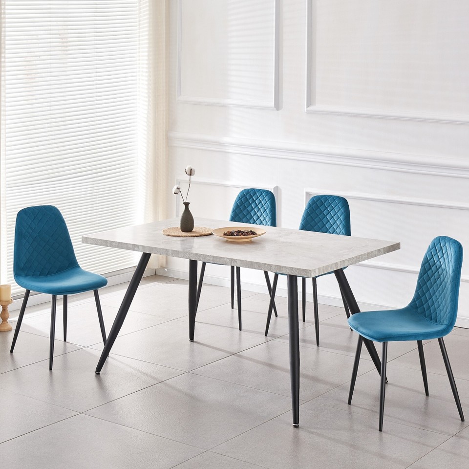 Set of 2/4/6 Velvet/Suede/PU Dining Chairs Padded Seat Metal Legs ...