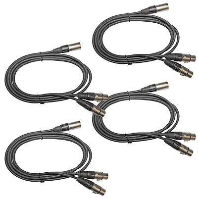 4 PACK 6 ft foot 3pin XLR mic cable snake cord Y splitter 1 M male to 2 ...