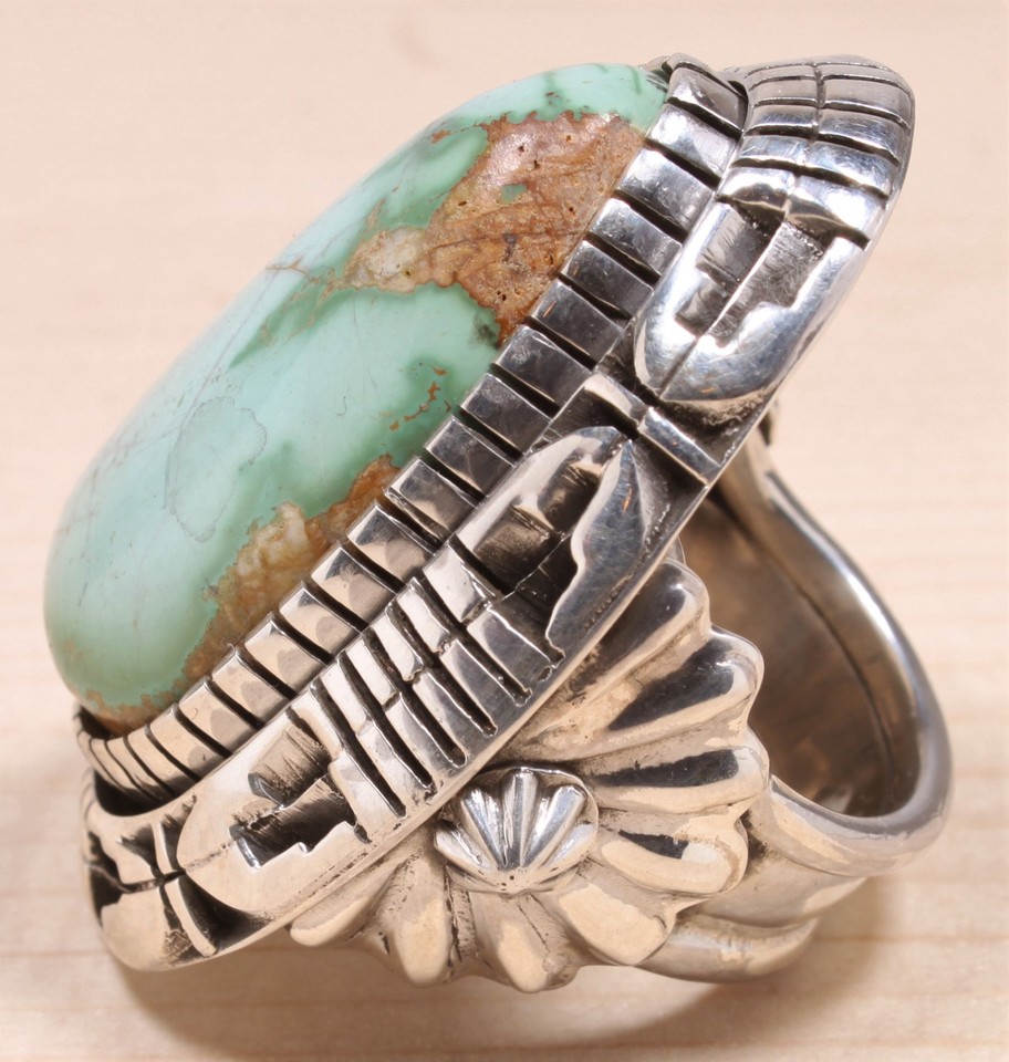 Tony Chino Acoma Pueblo Sterling Silver Turquoise Size 10 Ring DFDD ...