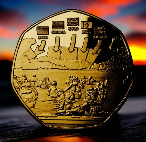 D-DAY LANDINGS 80th Anniversary 24ct Gold Commemorative Coin. 1944-2024 ...