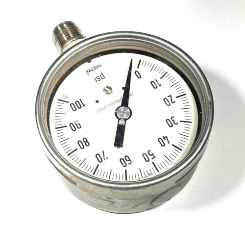 HAENNI METER GAUGE PRESSURE INDICATOR STAINLESS STEEL 0-100 PSI | eBay