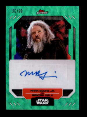 MARK BOONE JR AS RANZAR MALK 2023 FINEST STAR WARS GREEN WAVE AUTO #26/ ...