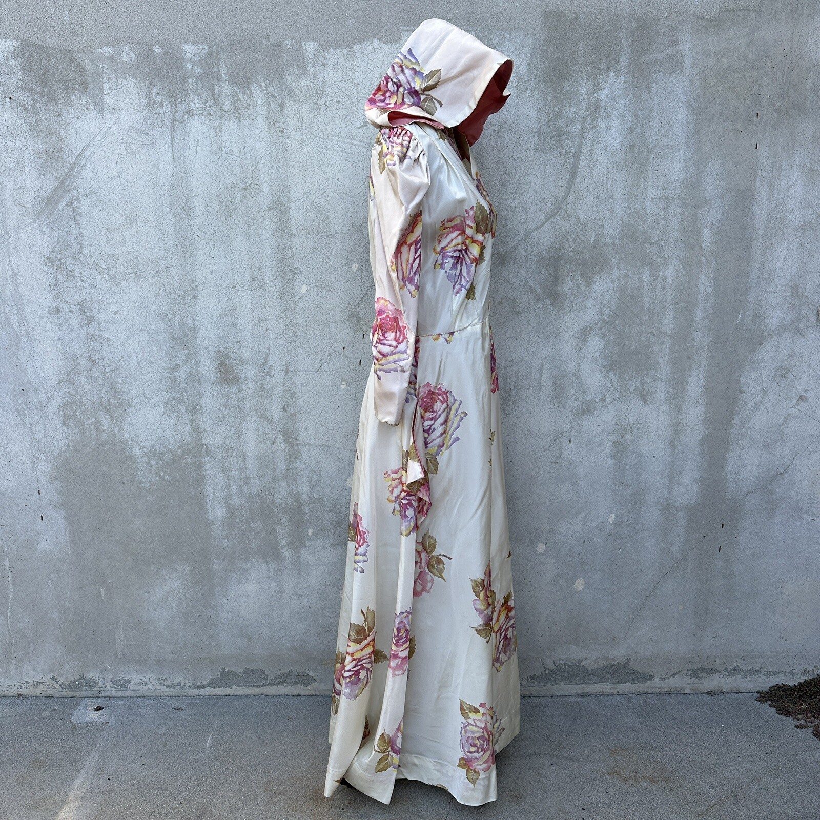 Vintage 1930s 1940s Hooded Rose Print Robe Dress Rose Print Rayon ...