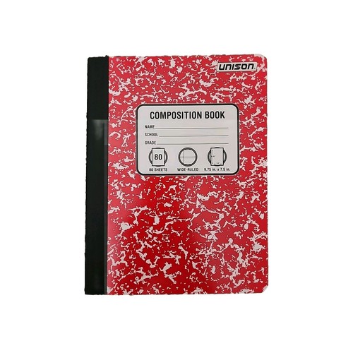 Unison Composition Book Notebook Red 80 Sheets Wide Ruled 9.75" x 7.5 ...