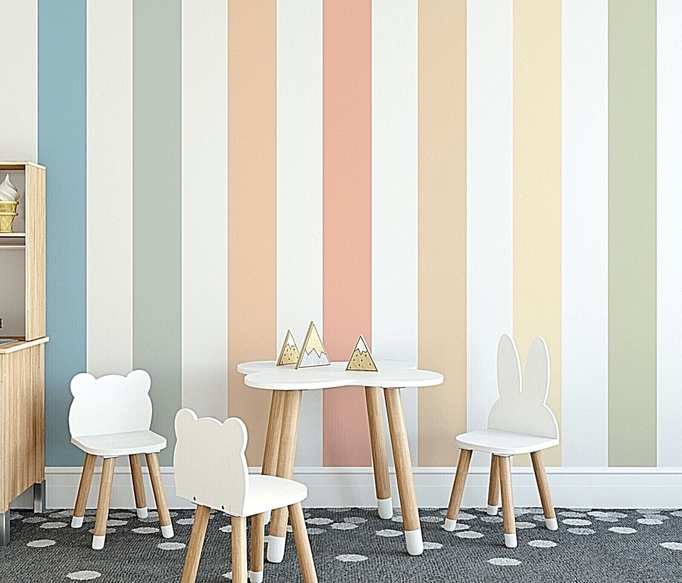 Colorful Wall Stripes, Rainbow Wall Decals, Mural, Sticker, Wall ...