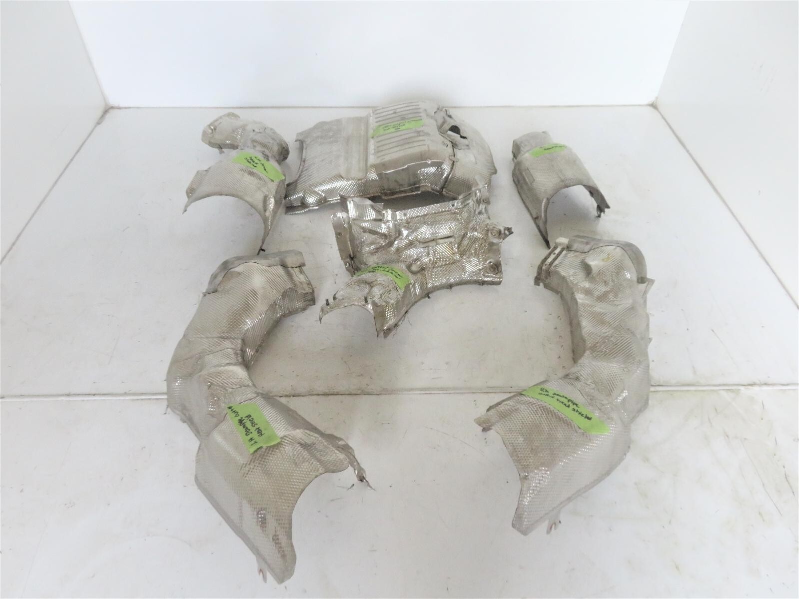 2017 PORSCHE PANAMERA ENGINE EXHAUST SIX 6 HEAT SHIELDS OEM DOWNPIPE ...