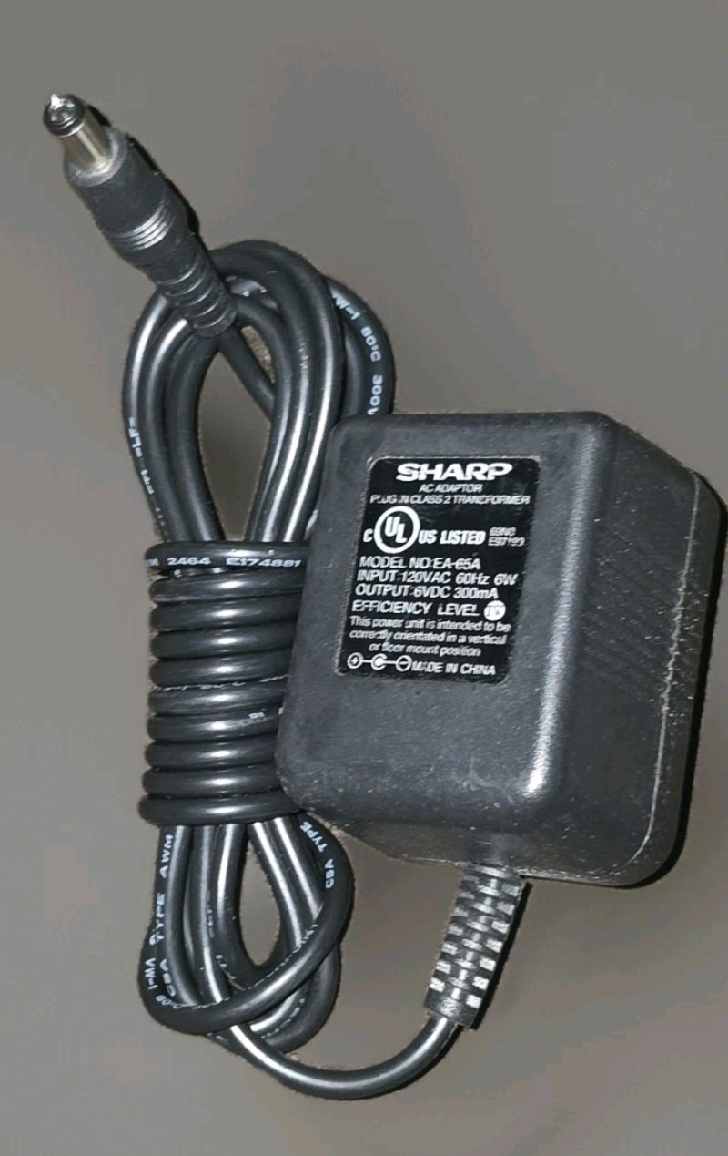 Sharp EA-65A AC/DC 6V 300mA Power Adapter 6W Calculator Power Supply | eBay
