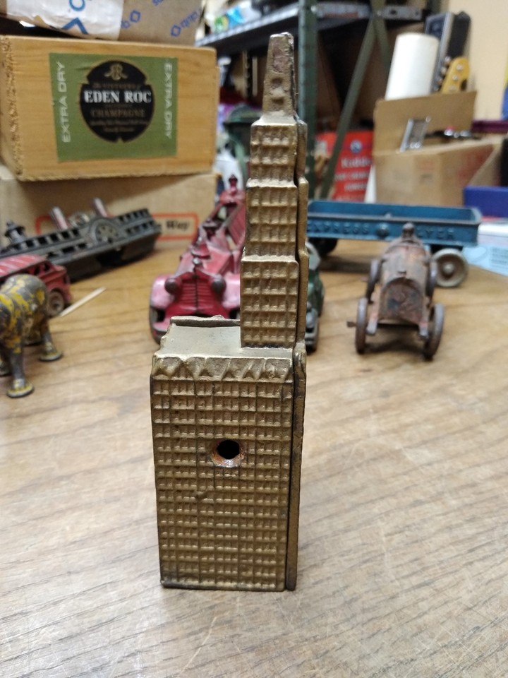 Vtg AC Williams? Cast Iron Sky Scraper Coin Bank Building Original ...