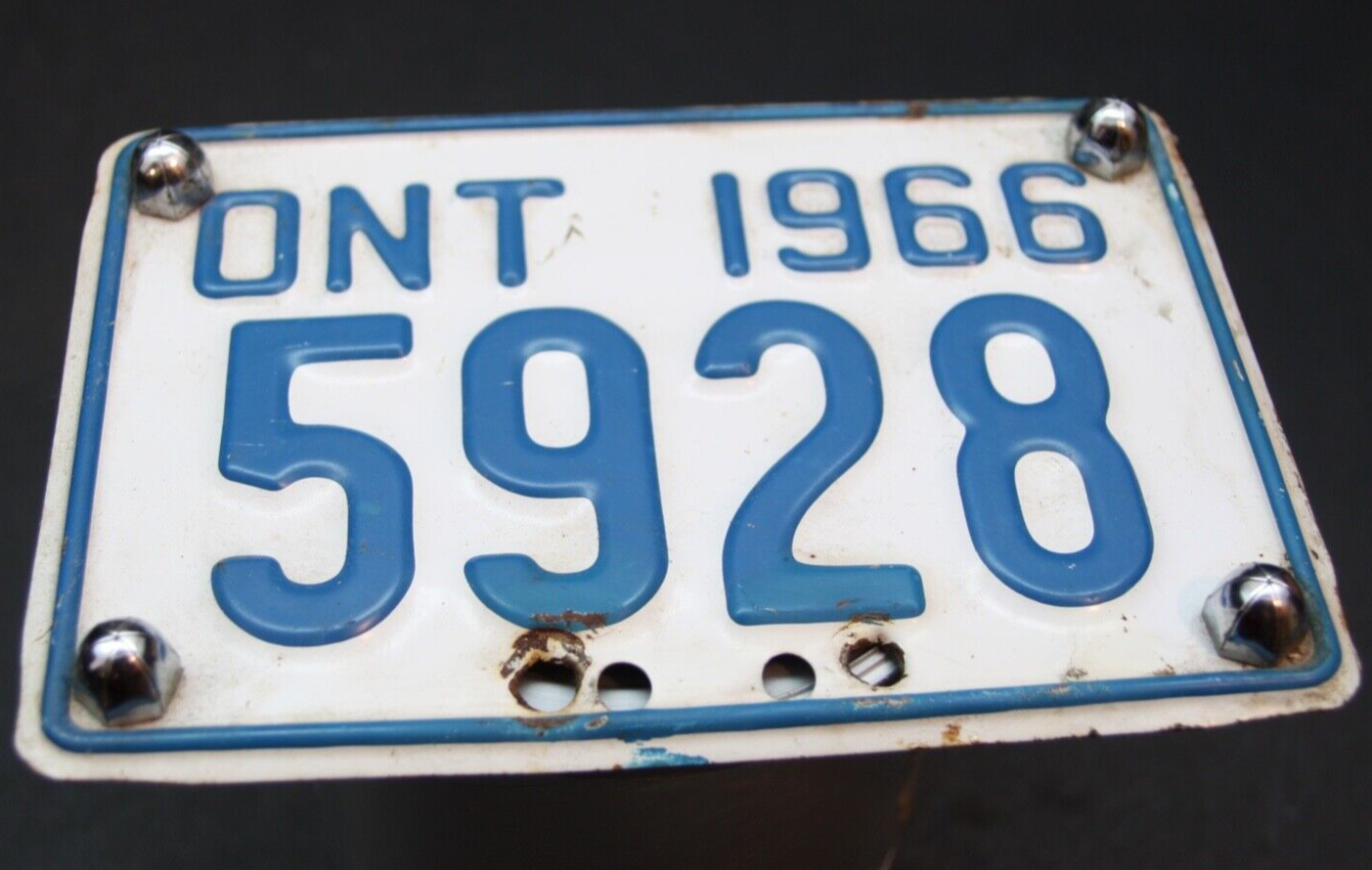 1966 Ontario, Canada MOTORCYCLE LICENSE PLATE - ORIGINAL PAINT | eBay